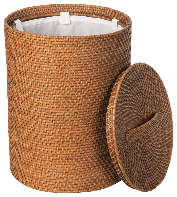 Loma Rattan Hamper with Liner, Apartment Size - Tropical - Hampers - by ...