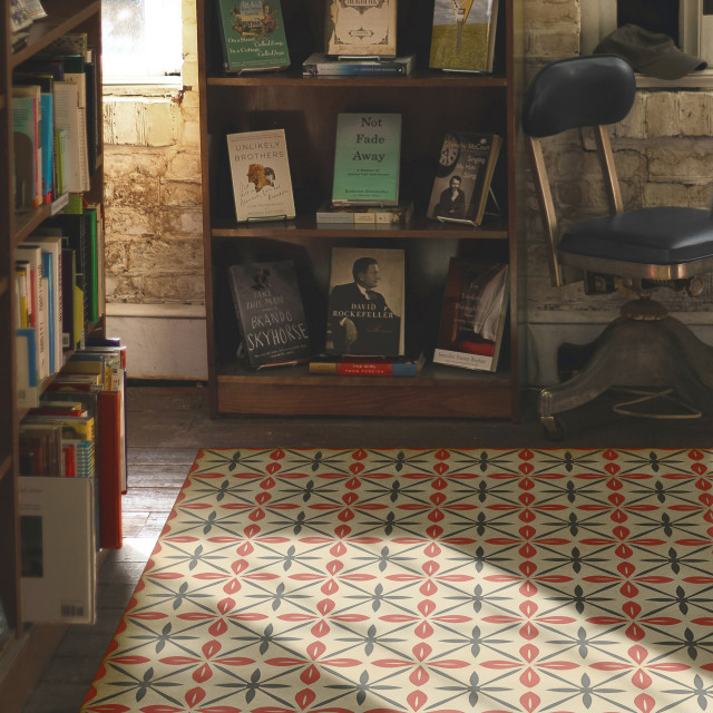 Pattern 81 the Soda Jerk 38x56 Vintage Vinyl Floorcloth, Tan/Red ...