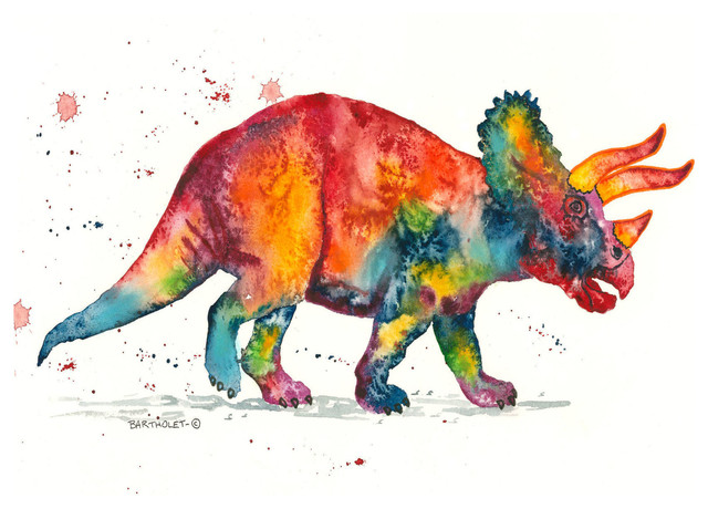 Dave Bartholet Rainbow Tricerotops Art Print, 18"x24" - Contemporary ...