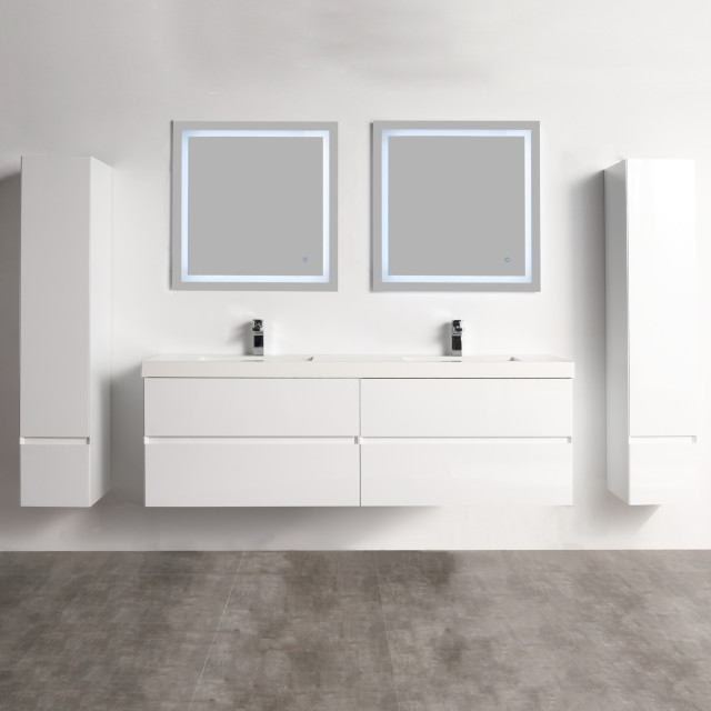 Wall Mounted Bathroom Vanity and Sink, Floating Bath Vanity with Sink ...