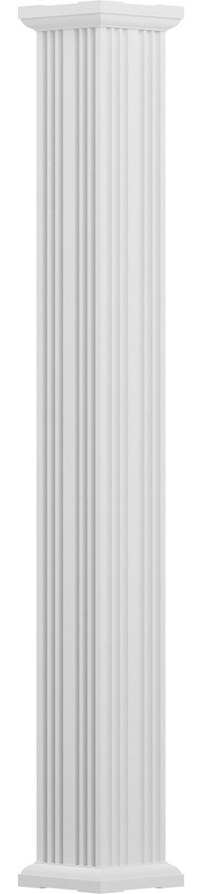 3" x 8' Endura-Aluminum Column, Square Shaft, Gloss White Finish ...