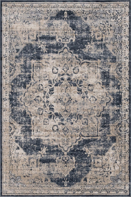 Rug Unique Loom Chateau Navy Blue Rectangular 6' 0 x 9' 0 ...