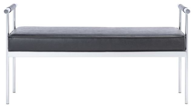 Michelle Long Rectangle Bench With Arms Black/Chrome - Contemporary ...