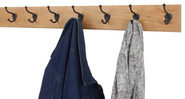 Solid Cherry Wide Wall Coat Rack With Bronze Hooks, 36"x4.5 ...
