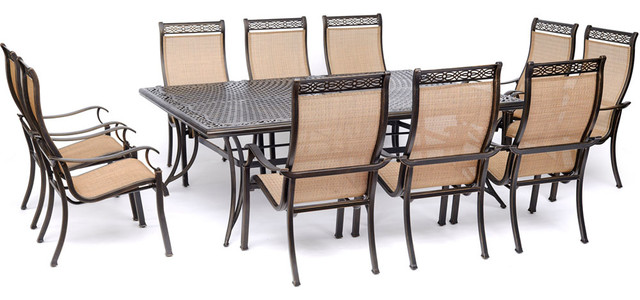Manor 11-Piece Dining Set With Sling Chairs and Extra-Large Dining ...