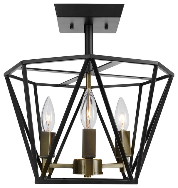 Sansa 3-Light Dark Bronze Semi-Flush Mount CeIling Light - Flush-mount ...