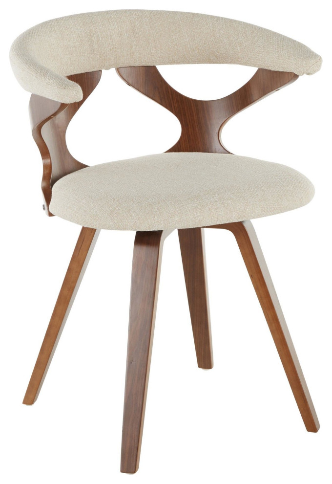 Unique Dining Chair, Cream Cushioned Seat With Tree Like Cut Out Curved ...