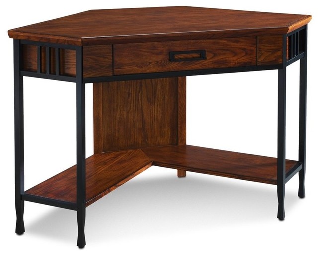 Bowery Hill Hardwood Corner Computer Desk/Writing Desk in Mission Oak ...