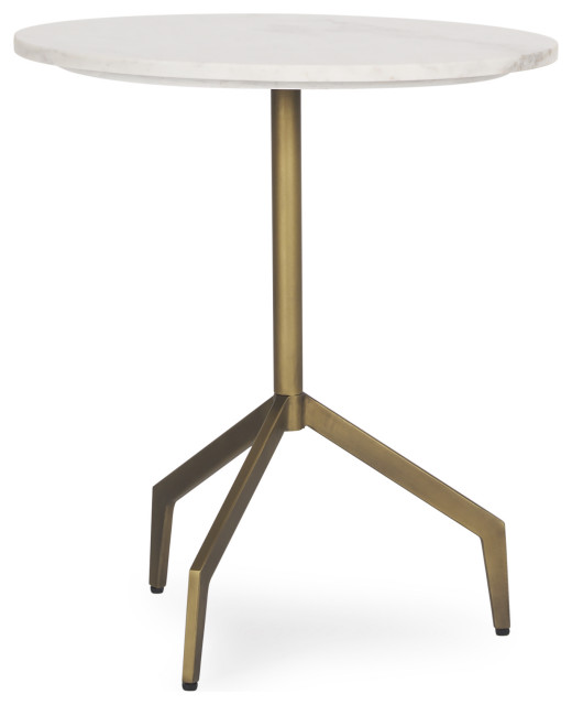Serre Marble Top 3 Prong Gold Metal Base End Table - Contemporary ...