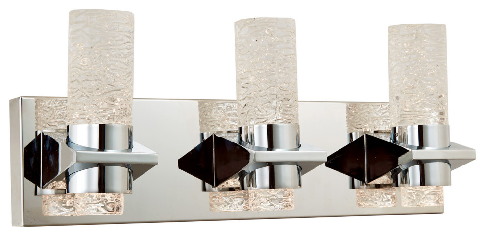 Krypton Solid Crystal Glass Vanity Light, Chrome - Contemporary ...