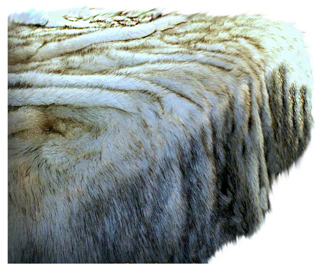 Plush Faux Fur Black Tip Arctic Fox Bedspread, Queen - Contemporary ...