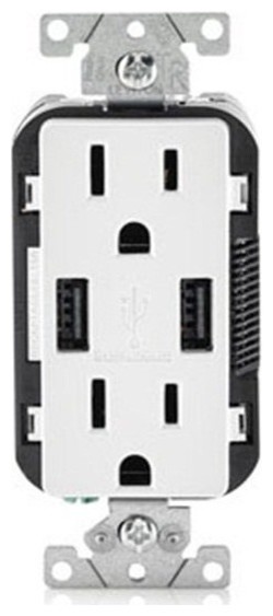 Leviton Usb Duplex Decora Combination Receptacle, White - Transitional ...