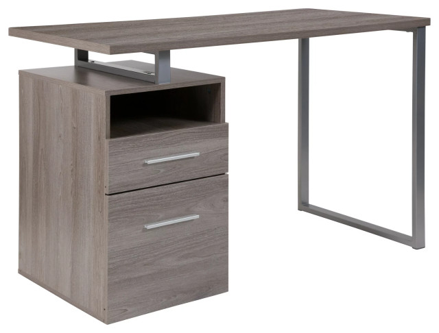 Modern Desk & Chair, Upholstered Seat & Spacious Table Top With Storage ...