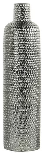 Ceramic Bottle Shaped Vase With Dimpled Pattern, Medium, Silver ...