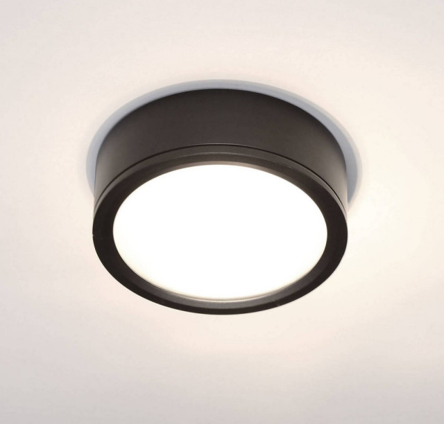 WAC Lighting Tube 12" Indoor/Outdoor LED Flush Mount in Black, 12.000 ...