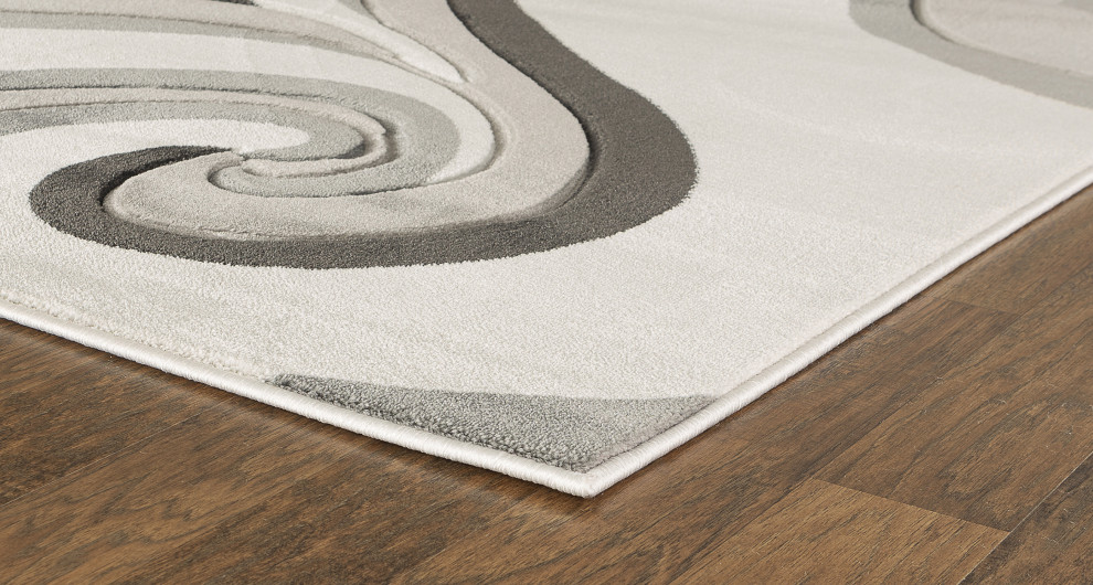 Silver Grey Swirls Hand-Carved Soft Living Room Modern Contemporary ...