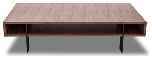 Limari Home Stilt 51" Rectangular Mid-Century Wood Coffee Table in Light Walnut - Transitional ...