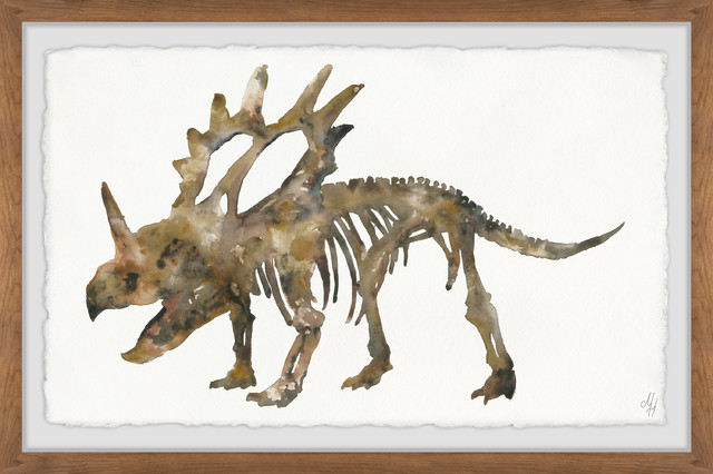 "Styracosaurus Skeleton" Framed Painting Print, 36"x24" - Contemporary ...