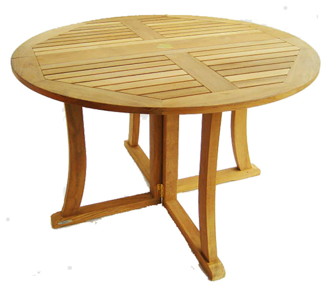 Savannah Teak Drop Leaf Table, Natural - Transitional - Outdoor Dining ...