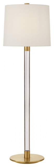 Riga Table Lamp, 1-Light, Crystal & Hand-Rubbed Antique Brass, Linen Shade, 33"H - Transitional ...