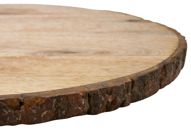 Wood Charger Plates With Bark Edge Design, Set of 4 - Farmhouse ...