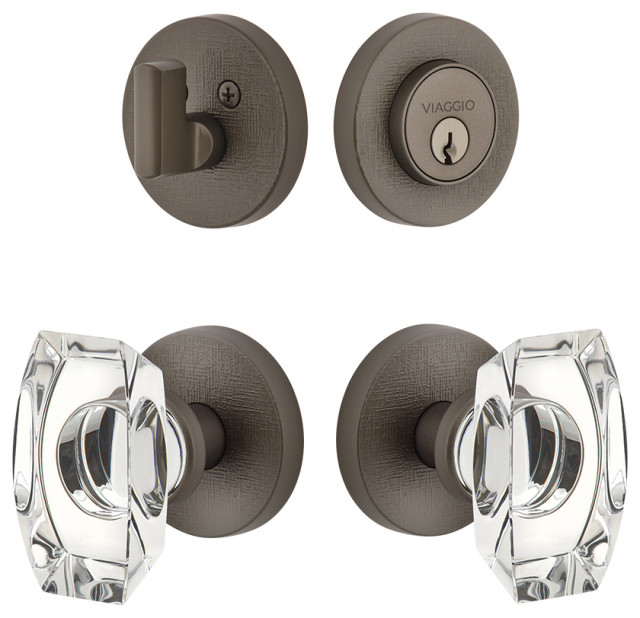 Circolo Linen Rosette, Stella Crystal Knob And Matching Deadbolt, 2.75 ...
