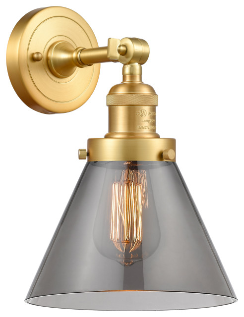 Large Cone 1 Light Sconce In Satin Gold (203-Sg-G43) - Industrial ...