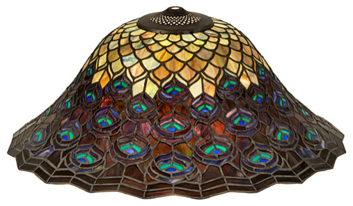 20 Wide Tiffany Peacock Feather Shade - Victorian - Lamp Shades - by ...