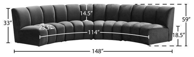 Infinity Channel Tufted Velvet Modular Chair, 4 Piece - Transitional ...