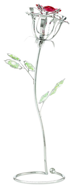 Chrome Plated Silver Rose Flower Tabletop Ornament - Contemporary ...