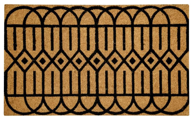 Geometric Black Natural Coir 18x30 Door Mat - Contemporary - Doormats ...