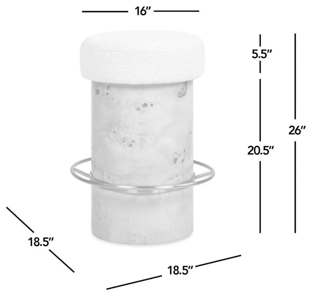 Nebula 26" Backless Round Burl Wood Counter Stool - Contemporary - Bar ...