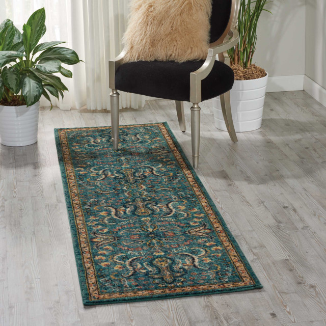 Nourison 2020 Teal Area Rug, Runner 2'3" x 8' - Traditional - Hall And ...