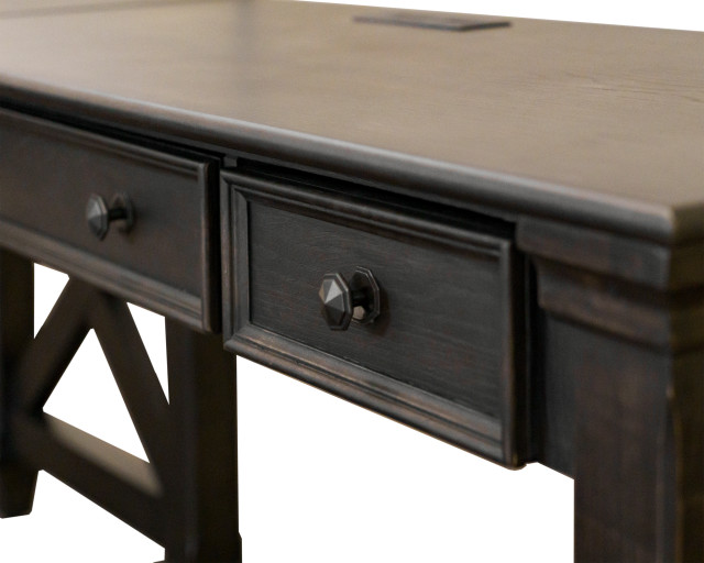 Traditional Wood Electronic Sit Stand Desk Dark Brown - Industrial ...