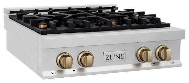 ZLINE 30" Rangetop, Stainless Steel With Champagne Bronze Accents, RTZ ...