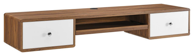Transmit 60" Wall Mount Wood Office Desk, Walnut White - Transitional ...