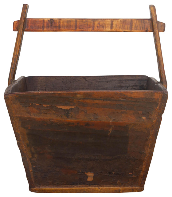 Brown Glazed Vintage Asian Basket - Eclectic - Baskets - by De-cor | Houzz