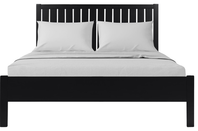 Graham Wooden Platform Bed, Black With 2 Nightstands - Transitional ...