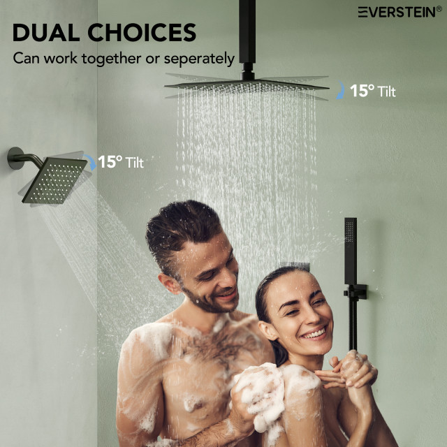 Dual Shower Heads 16" Thermostatic Shower System With Body Jets ...