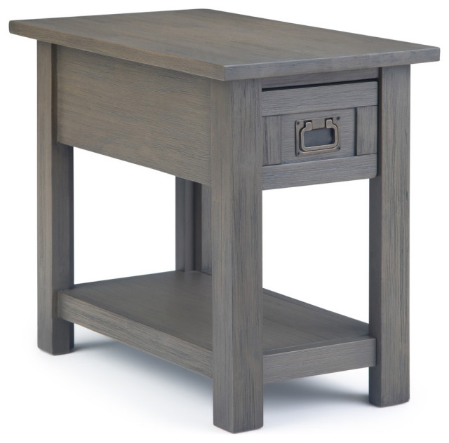 Monroe Solid Acacia Wood 14" Rustic Narrow Side Table - Transitional ...