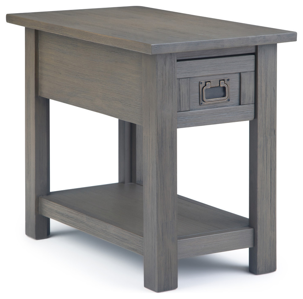 Monroe Solid Acacia Wood 14" Rustic Narrow Side Table - Transitional ...