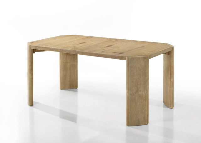 Magnus Oak Finish Extendable Rectangular Dining Table Set and ...