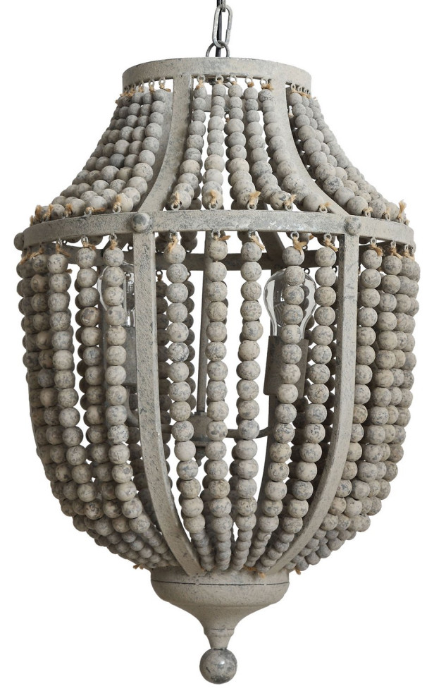 Unique Pendant Lighting, Distressed Metal Frame With Decorative Wood ...