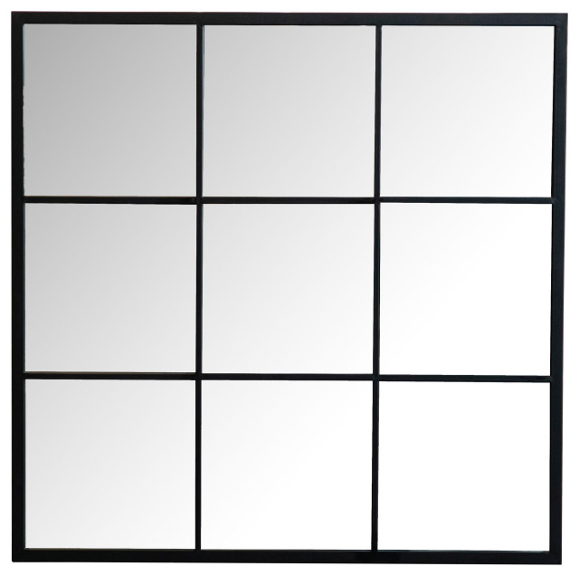 Quetzal Square Window Pane Wall Mirror Black - Transitional - Wall ...