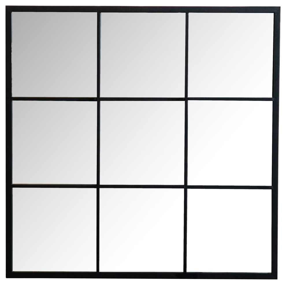 Quetzal Square Window Pane Wall Mirror Black - Transitional - Wall ...