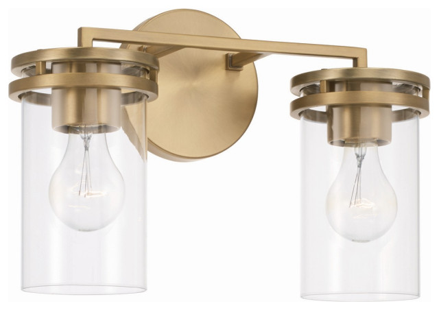 Fuller 2-Light Vanity, Aged Brass - Transitional - Bathroom Vanity ...