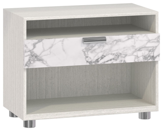Bernhardt Stratum Nightstand With 1 Arabescato Drawer, 36"W x 19"D x 28 ...