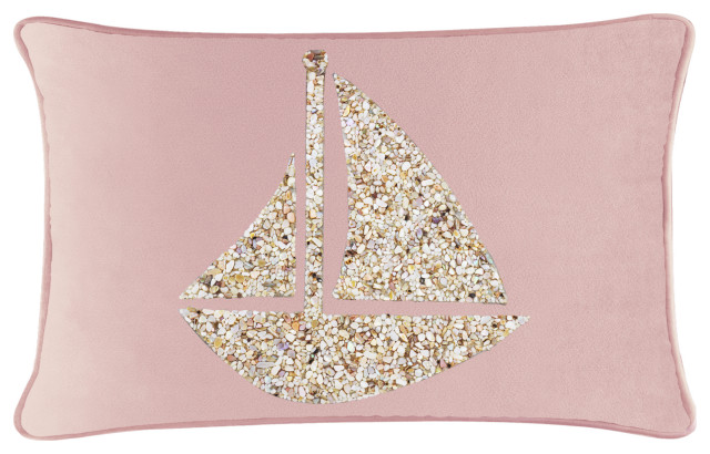 Sparkles Home Shell Sailboat Pillow, 14x20" - Beach Style - Outdoor ...