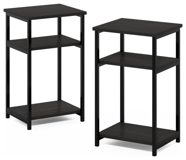 Just 3-Tier etal Frame End Table With Storage Shelves 2-Pack Espresso ...