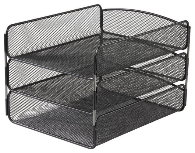 Safco Onyx Triple Tray Steel Metal Organizer in Black Finish ...